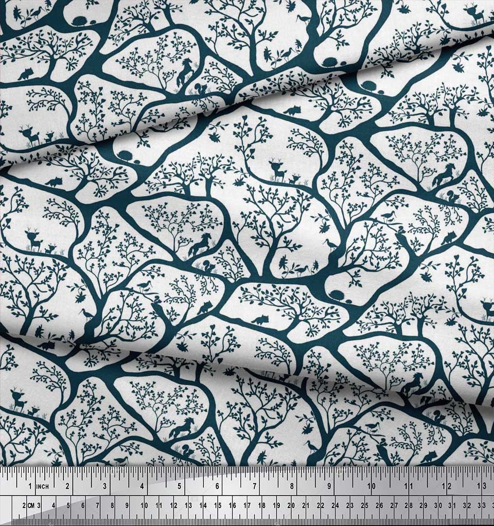 Soimoi Cotton Poplin Fabric Animal & Tree Print Fabric by metre-nbT | eBay