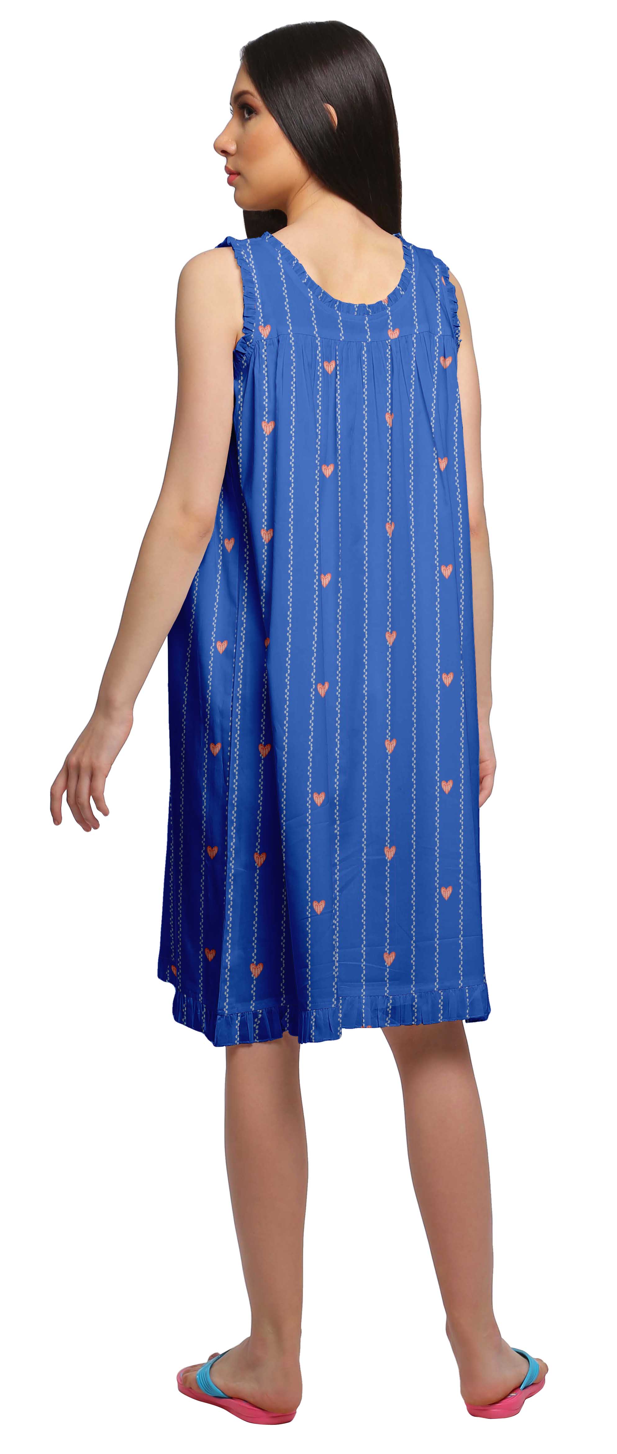 Moomaya Cotton A-Line Sleepwear For Ladies Round Neck Nightdress-NW ...
